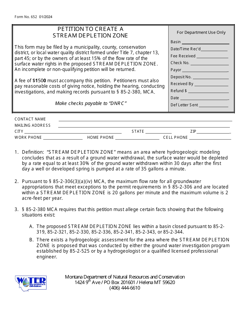Form 652 Download Printable PDF or Fill Online Petition to Create a ...