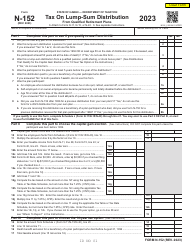 Form N-152 Download Fillable PDF or Fill Online Tax on Lump-Sum ...