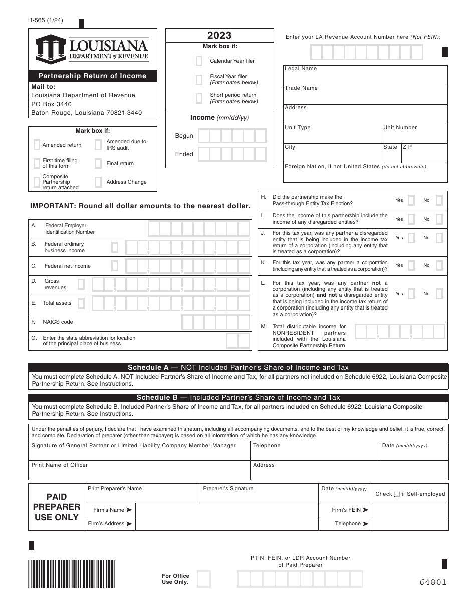 Form IT-565 Download Fillable PDF or Fill Online Partnership Return of ...