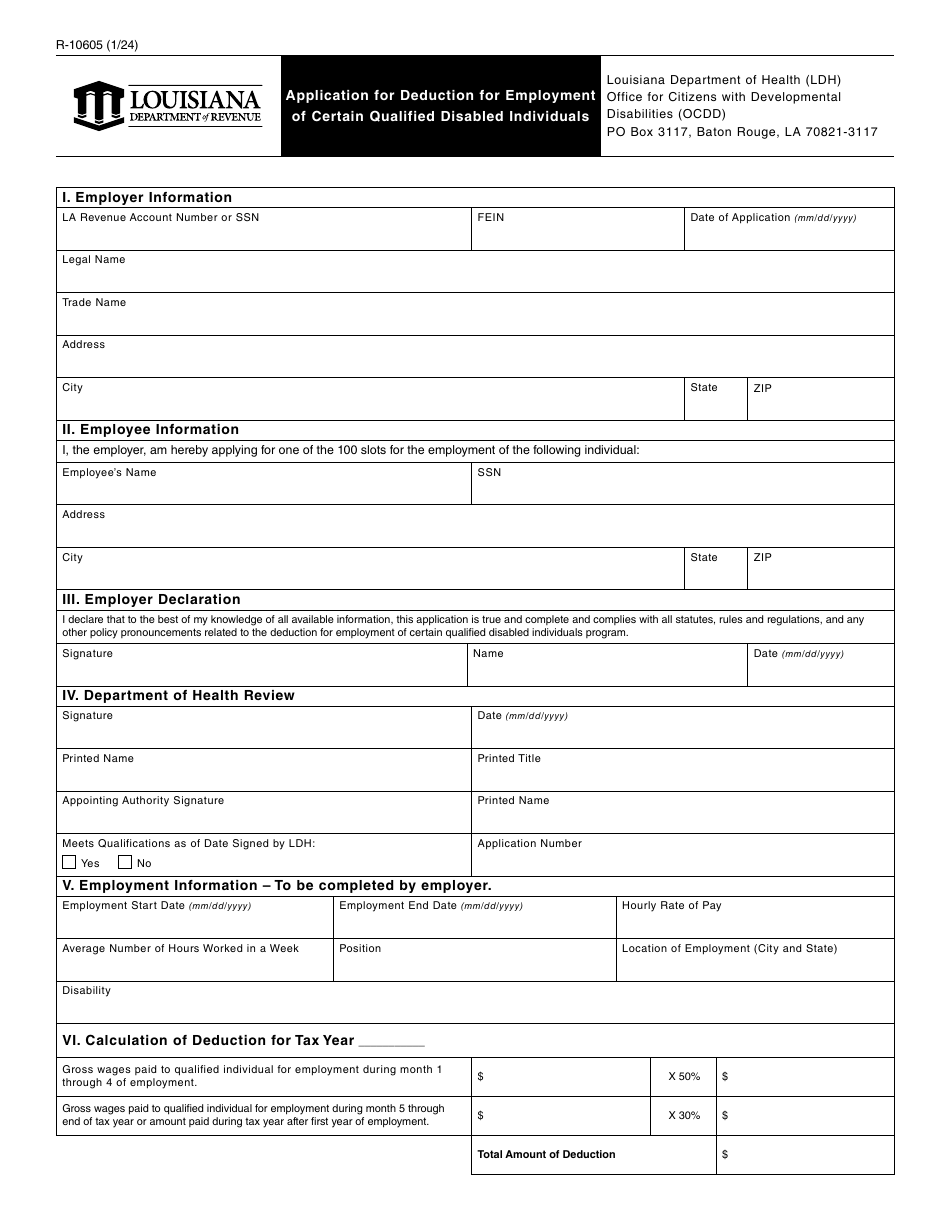 Form R-10605 - Fill Out, Sign Online and Download Fillable PDF ...