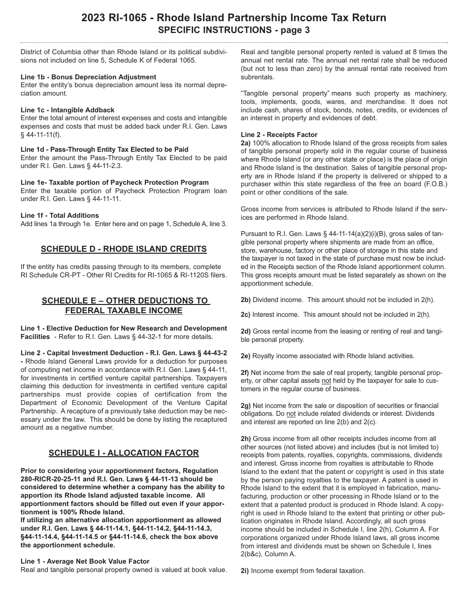 Download Instructions for Form RI-1065 Partnership Income Return PDF ... Download Instructions for Form RI-1065 Partnership Income Return PDF ...