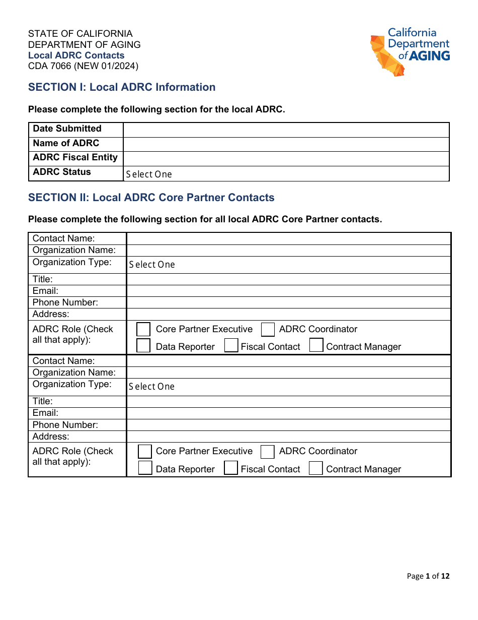 Form CDA7066 - Fill Out, Sign Online and Download Fillable PDF ...