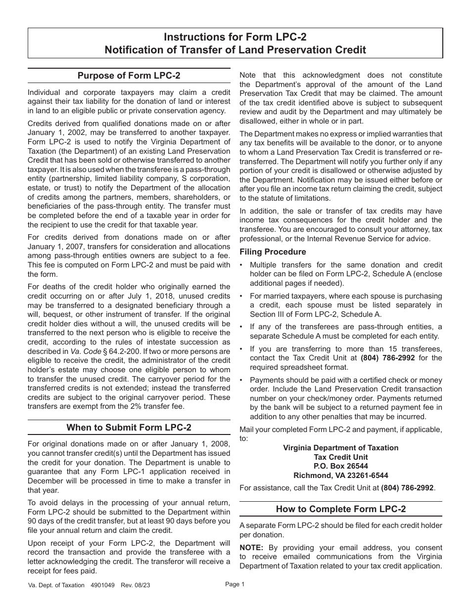 Download Instructions for Form LPC-2 Notification of Transfer of Land ...