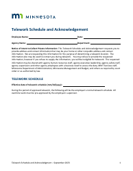 Minnesota Telework Schedule and Acknowledgement Download Fillable PDF ...