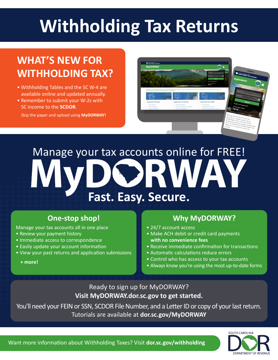 Form WH-1606 Download Printable PDF or Fill Online Sc Withholding ...