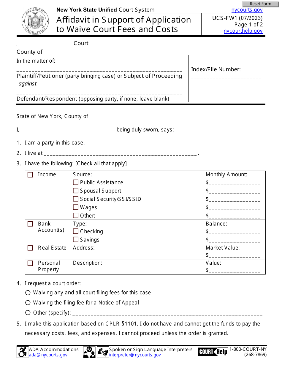 Form UCS-FW1 - Fill Out, Sign Online and Download Fillable PDF, New ...
