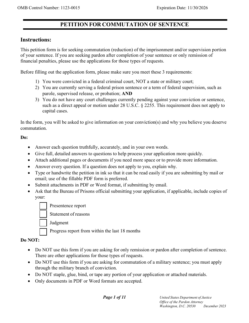 Petition for Commutation of Sentence - Fill Out, Sign Online and ...