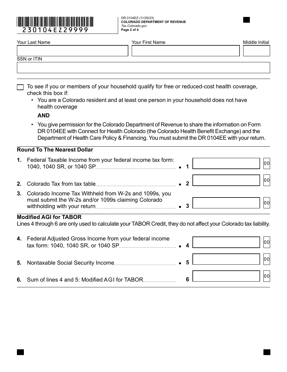 Form DR0104EZ - 2023 - Fill Out, Sign Online and Download Fillable PDF ...
