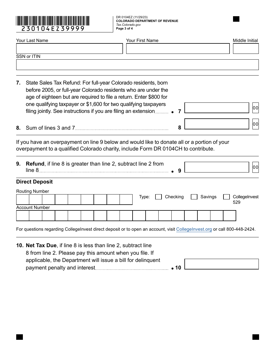 Form DR0104EZ - 2023 - Fill Out, Sign Online and Download Fillable PDF ...