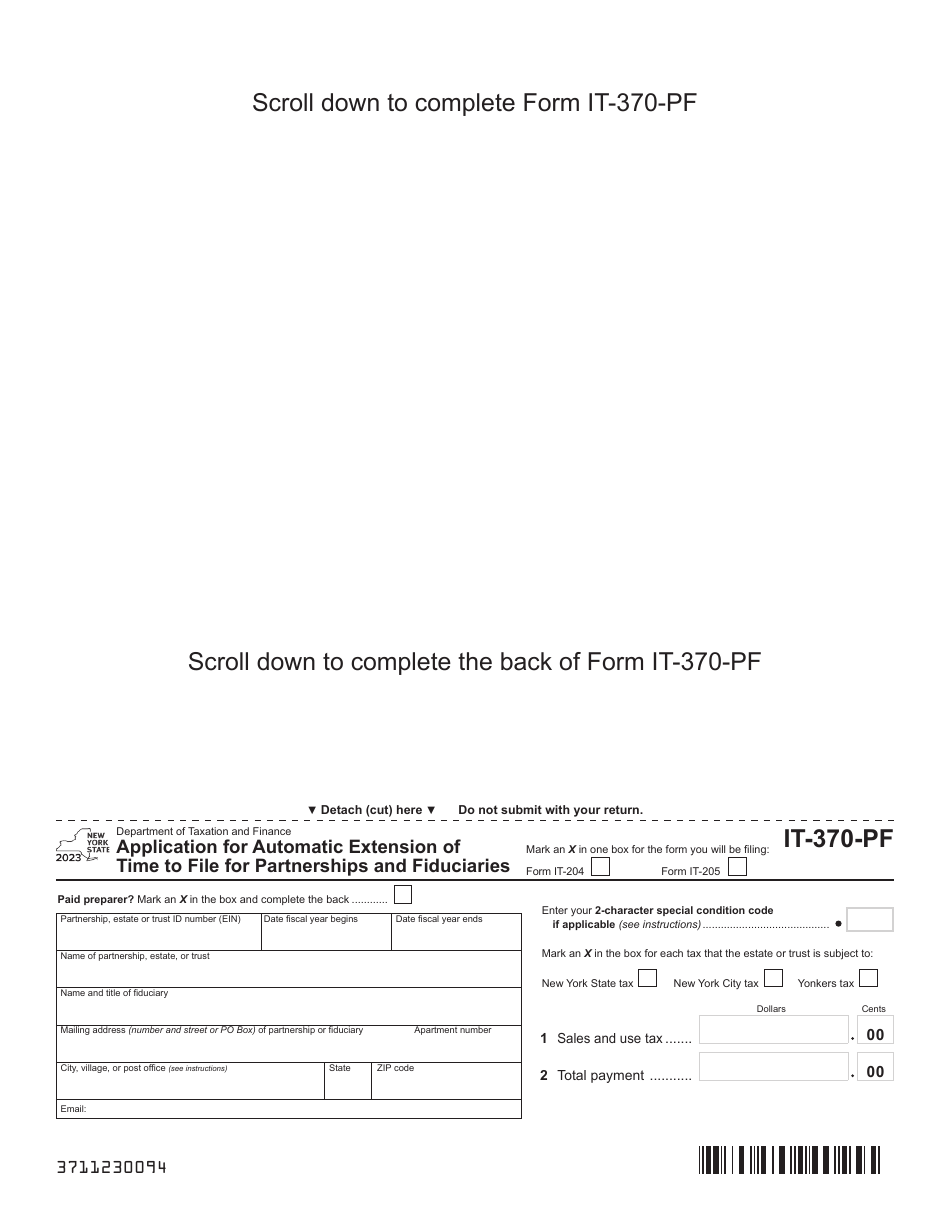 Form IT-370-PF Download Fillable PDF or Fill Online Application for ...