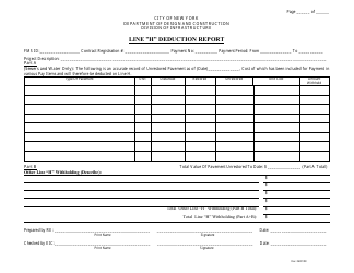 New York City Line H Deduction Report - Fill Out, Sign Online and Download PDF | Templateroller