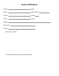 Utah Section 504 Referral - Fill Out, Sign Online and Download PDF ...