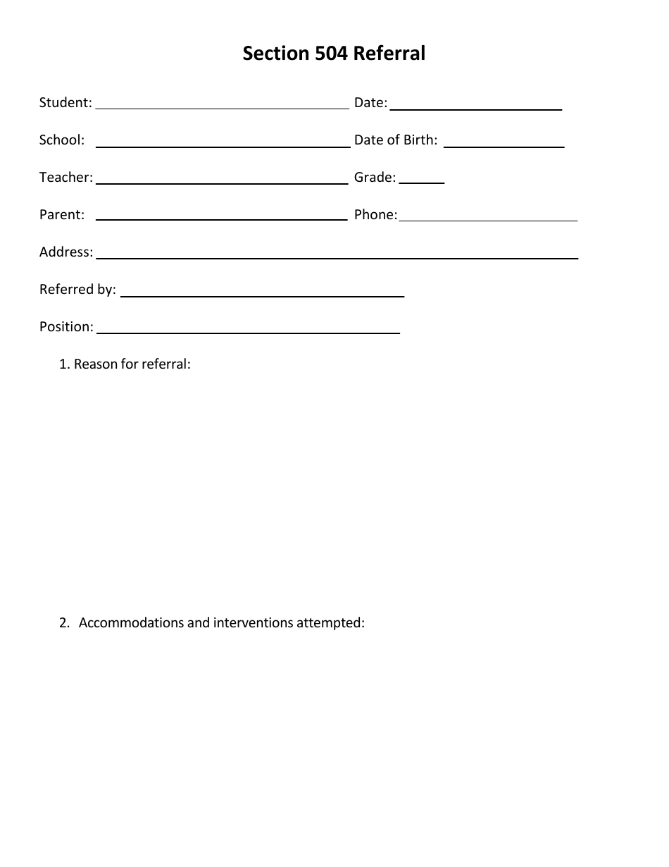Utah Section 504 Referral - Fill Out, Sign Online and Download PDF | Templateroller