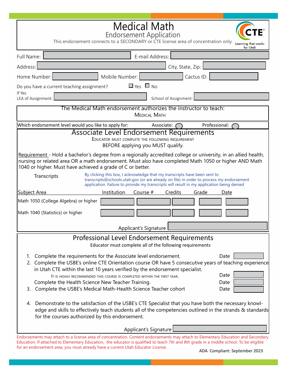 Utah Medical Math Endorsement Application - Fill Out, Sign Online and ...