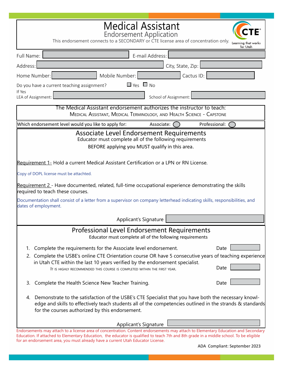 Utah Medical Assistant Endorsement Application - Fill Out, Sign Online ...