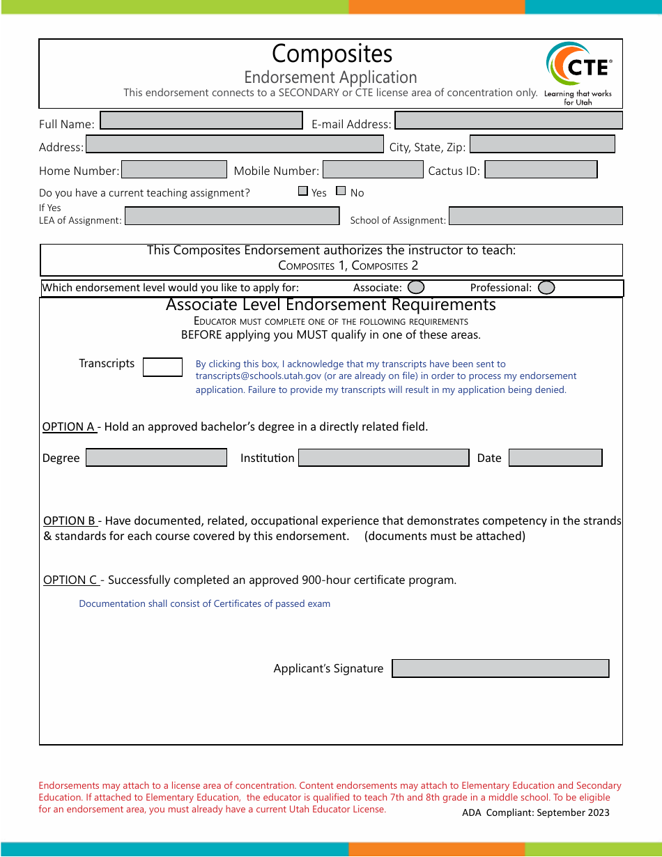 Utah Composites Endorsement Application - Fill Out, Sign Online and ...