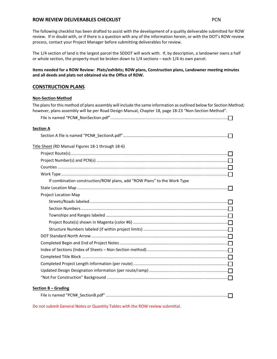 South Dakota Row Review Deliverables Checklist - Fill Out, Sign Online ...