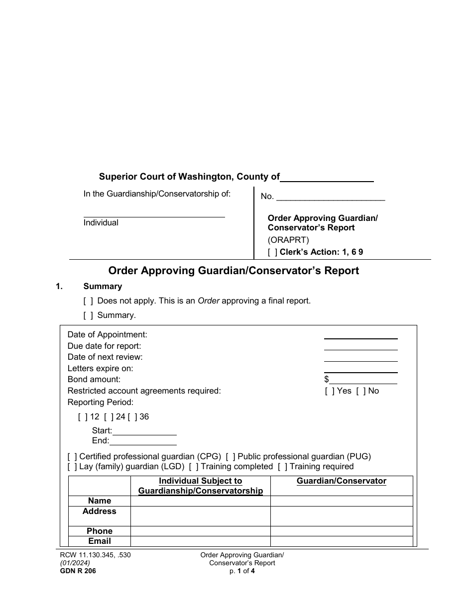 Form GDN R206 Download Printable PDF or Fill Online Order Approving ...