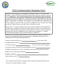 California Hcd Communication Designee Form - Fill Out, Sign Online and ...
