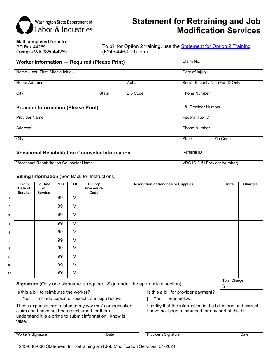 Form F245-030-000 Download Fillable PDF or Fill Online Statement for ...