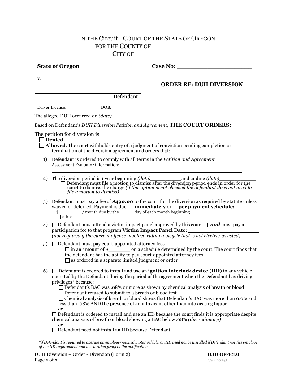 Form 2 - Fill Out, Sign Online and Download Fillable PDF, Oregon | Templateroller