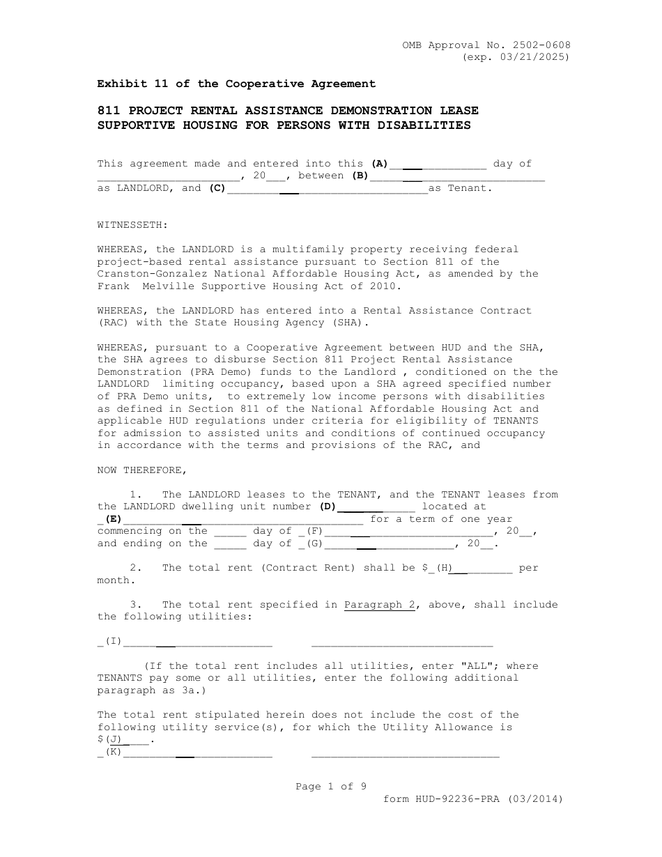Form HUD-92236-PRA Exhibit 11 - Fill Out, Sign Online and Download ...