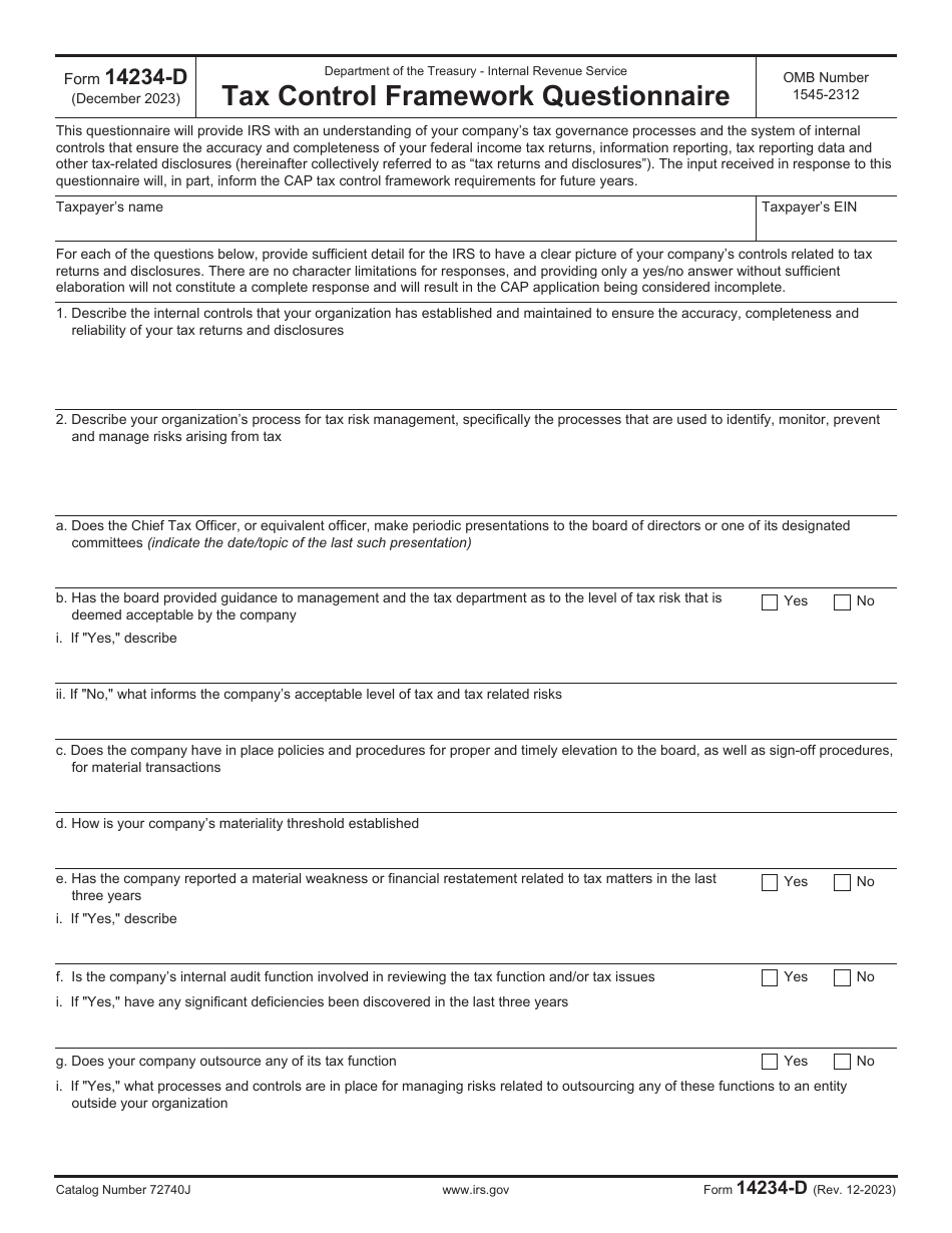 IRS Form 14234-D Download Fillable PDF or Fill Online Tax Control ...
