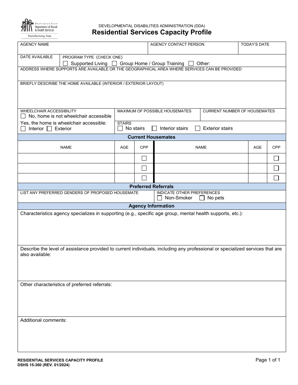 DSHS Form 15-360 Download Printable PDF or Fill Online Residential ...
