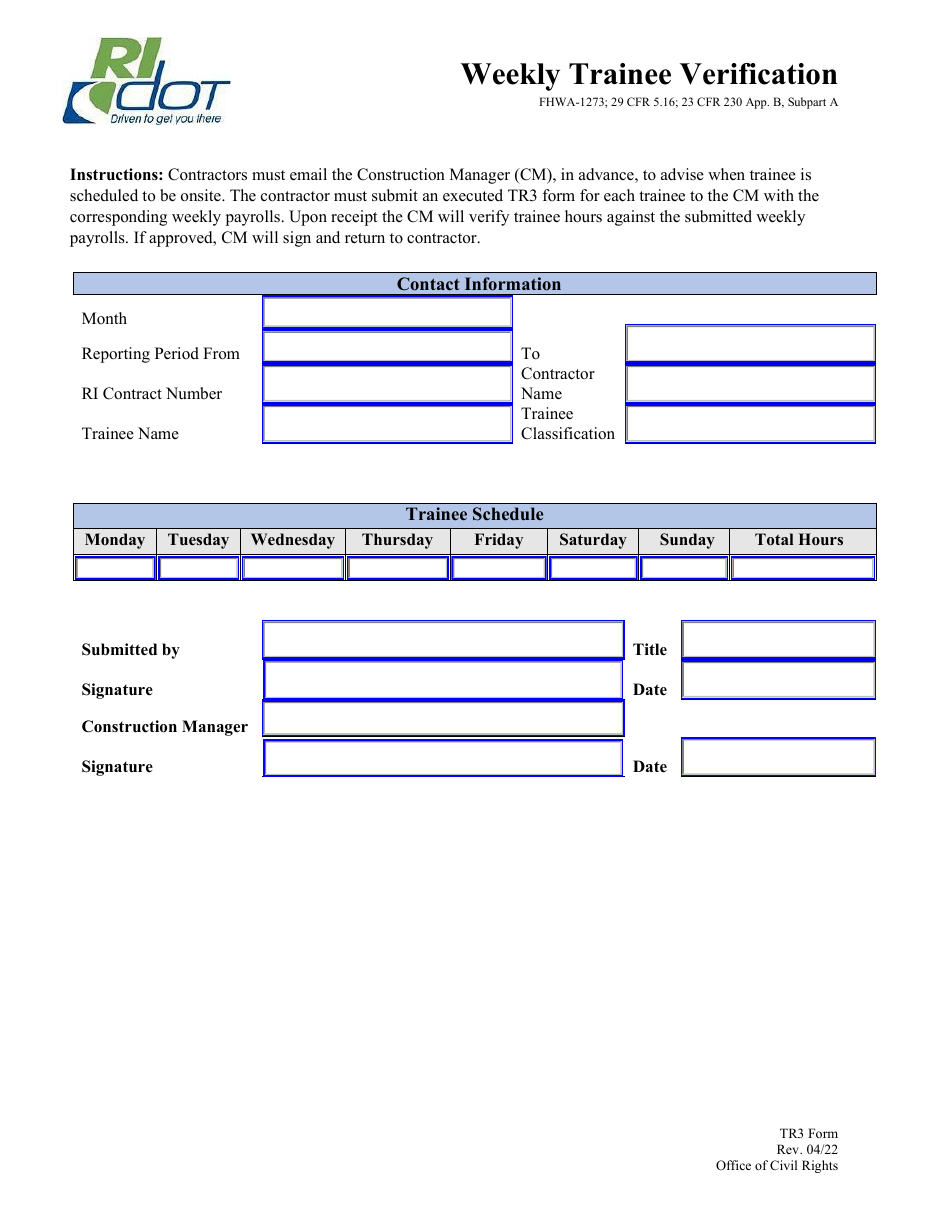 Form TR3 - Fill Out, Sign Online and Download Fillable PDF, Rhode ...