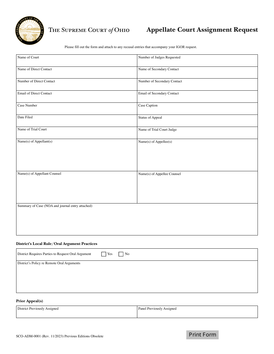 Form SCO-ADM-0001 - Fill Out, Sign Online and Download Fillable PDF ...