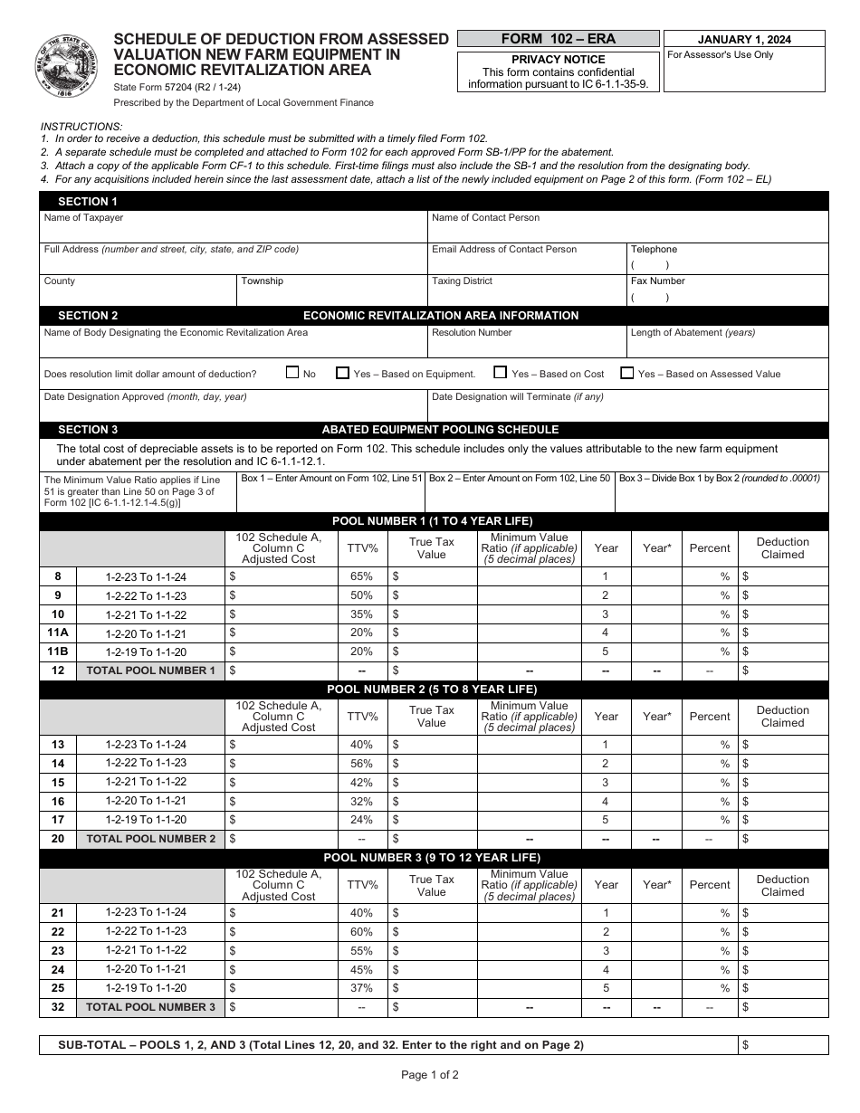 State Form 57204 (102-ERA) - Fill Out, Sign Online and Download ...