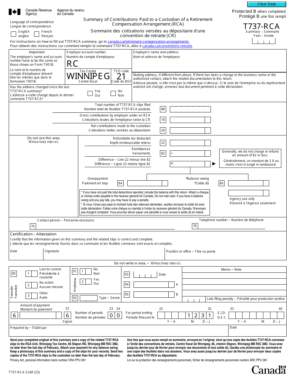 Form T737-RCA SUM - Fill Out, Sign Online and Download Fillable PDF ...