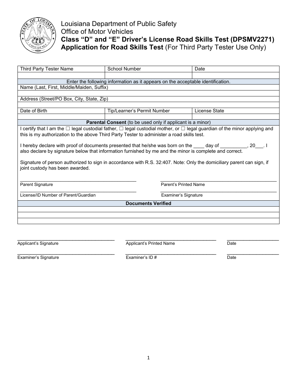 Form DPSMV2271 - Fill Out, Sign Online and Download Fillable PDF ...
