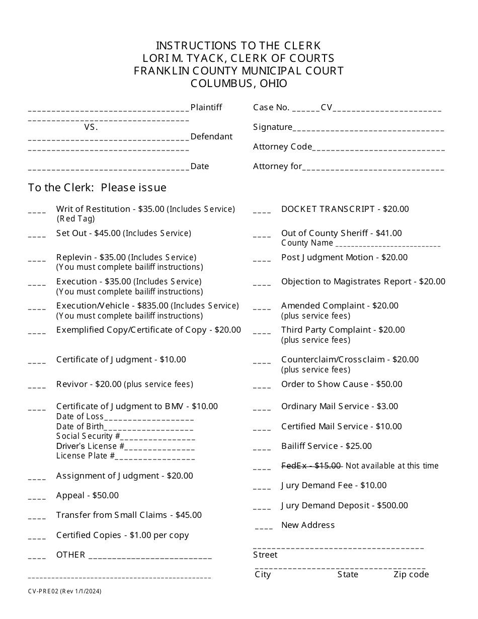 Form CV-PRE02 - Fill Out, Sign Online and Download Fillable PDF ...