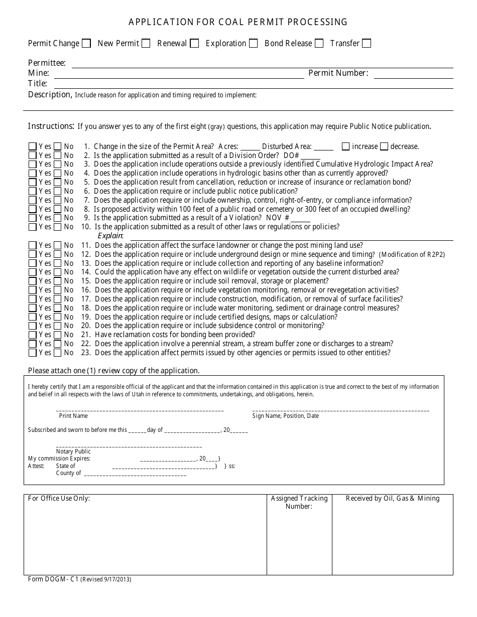 Form DOGM-C1 (DOGM-C2) - Fill Out, Sign Online and Download Fillable ...