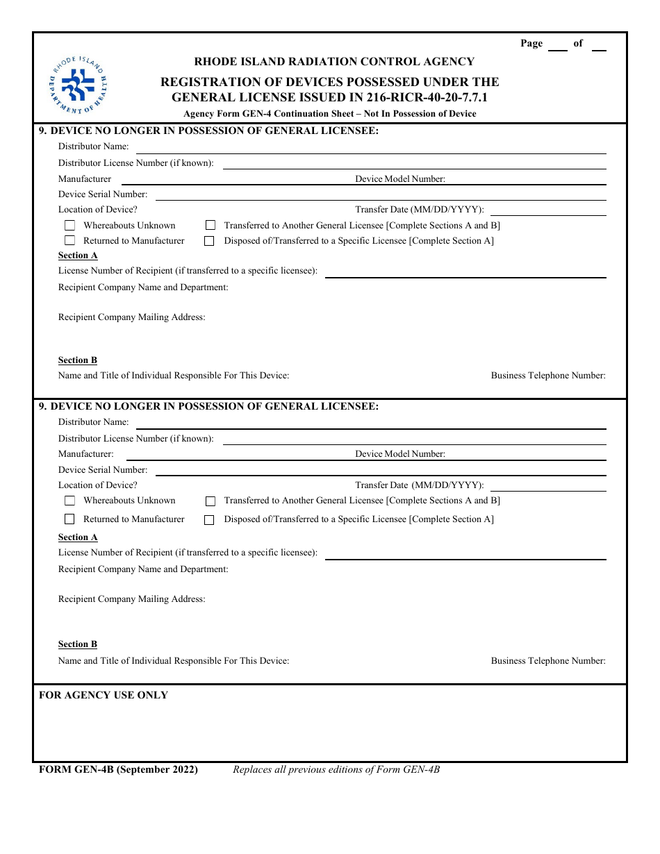 Form GEN-4B Download Fillable PDF or Fill Online Registration of ...