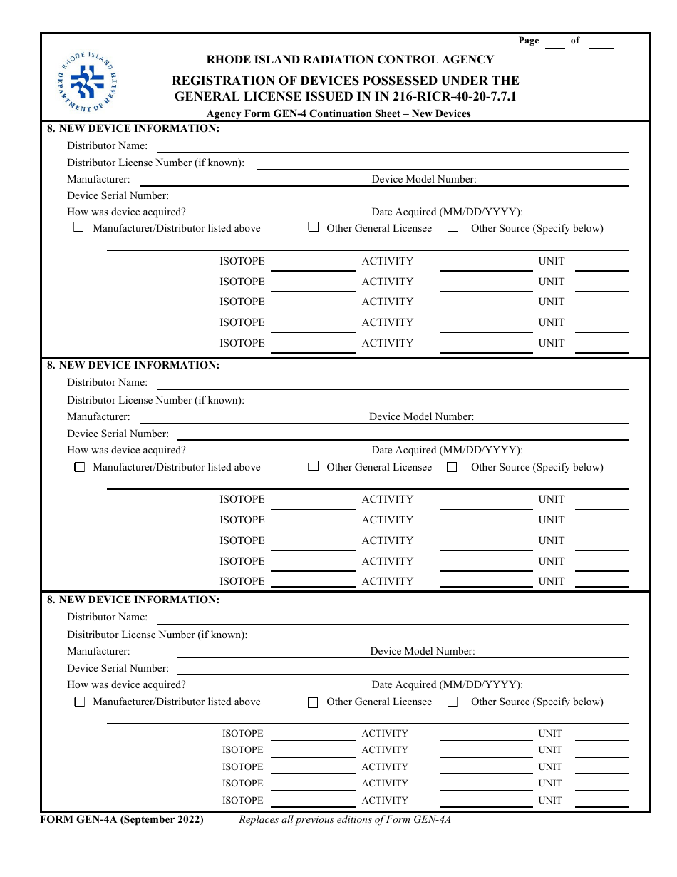 Form GEN-4A Download Fillable PDF or Fill Online Registration of ...