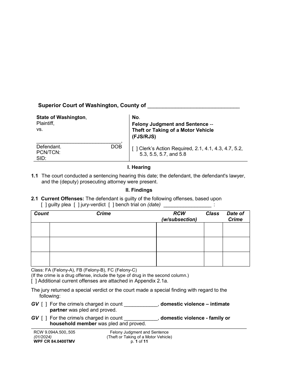 Form WPF CR84.0400 TMV Download Printable PDF or Fill Online Felony ...