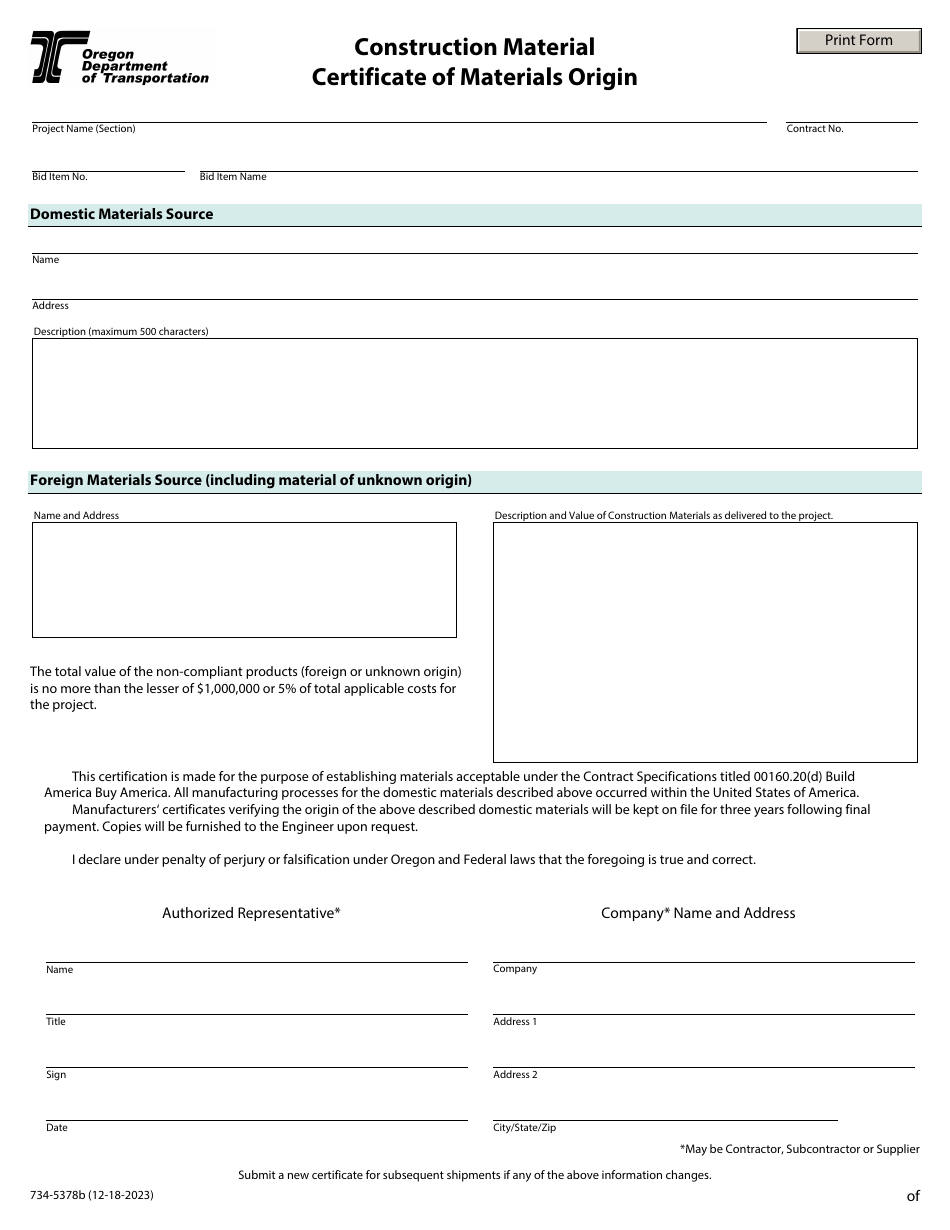 Form 734-5378B - Fill Out, Sign Online and Download Fillable PDF ...
