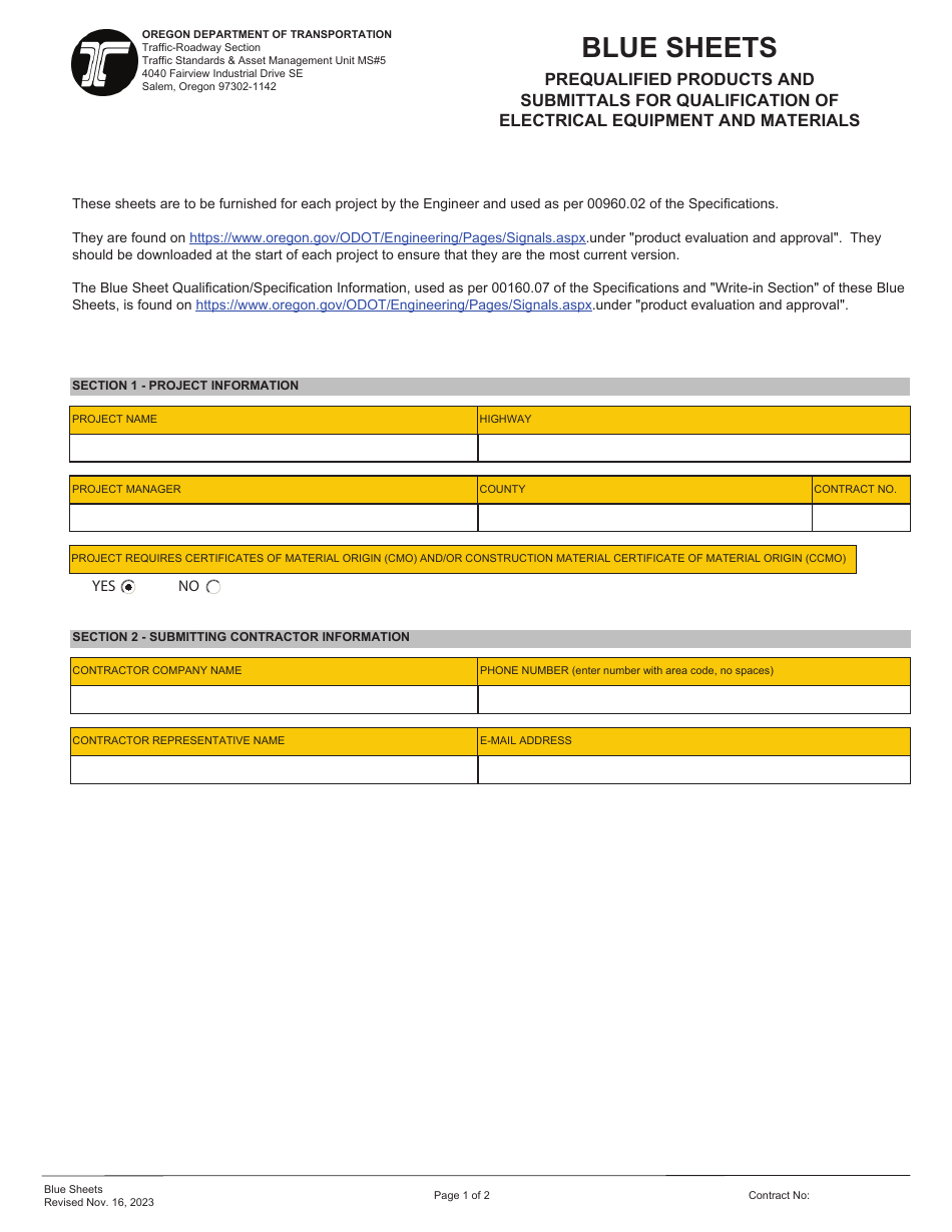 Oregon Blue Sheets - Prequalified Products and Submittals for Qualification of Electrical ...