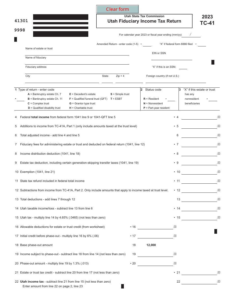 Form TC-41 - 2023 - Fill Out, Sign Online and Download Fillable PDF ...