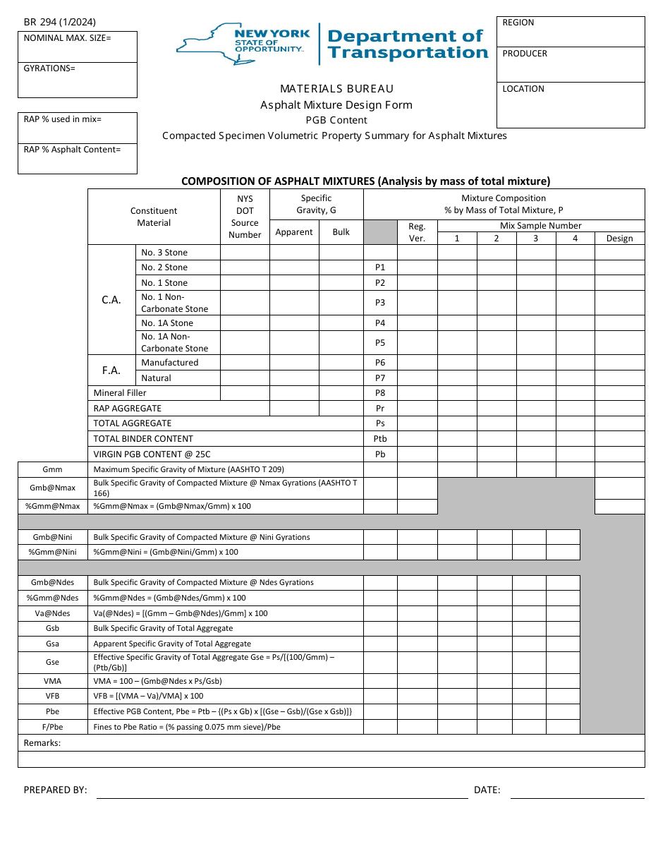 Form BR294 - Fill Out, Sign Online and Download Printable PDF, New York ...