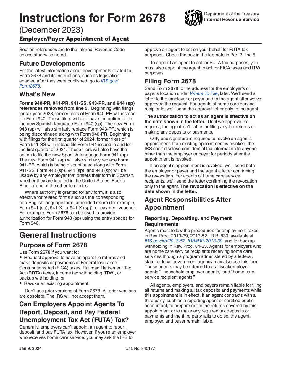 Download Instructions for IRS Form 2678 Employer/Payer Appointment of ...