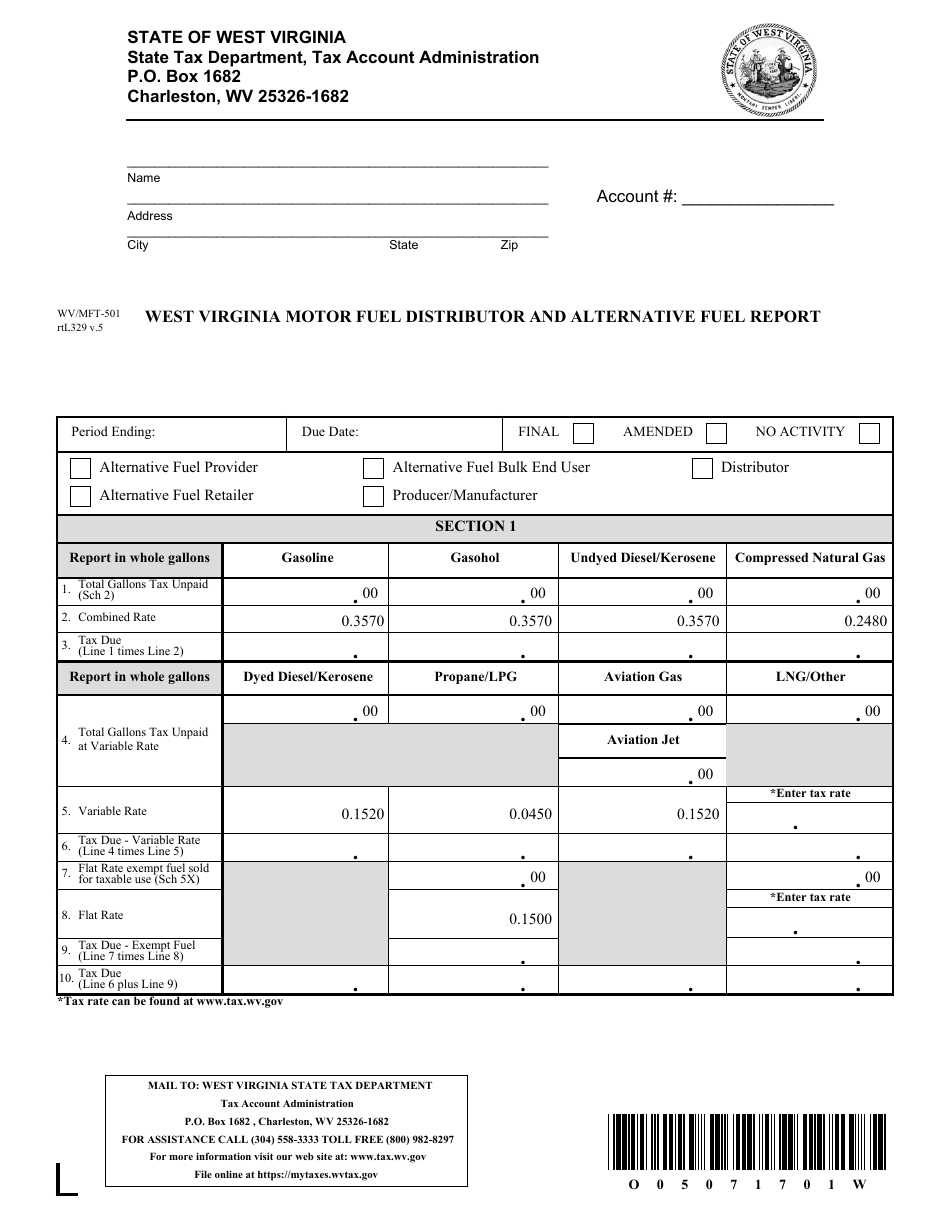 Form WV/MFT-501 - Fill Out, Sign Online and Download Printable PDF ...