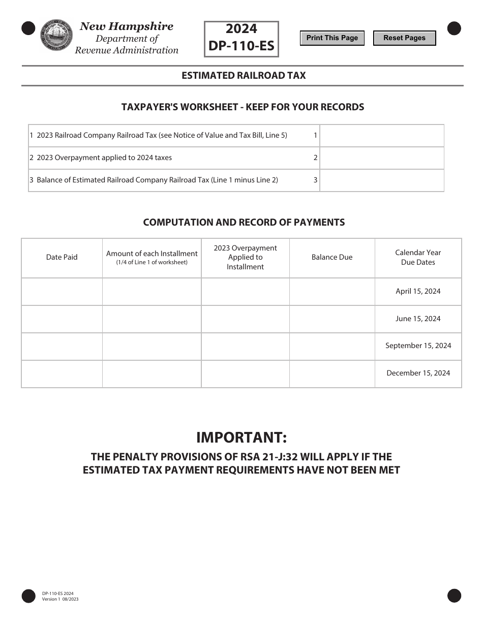 Form DP-110-ES - 2024 - Fill Out, Sign Online and Download Fillable PDF ...
