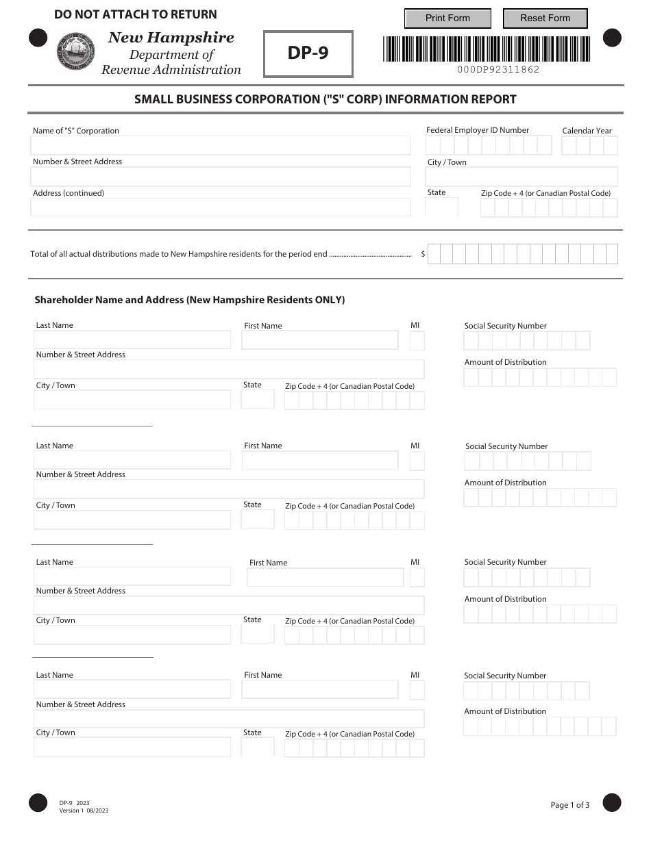 Form DP-9 - Fill Out, Sign Online and Download Fillable PDF, New ...