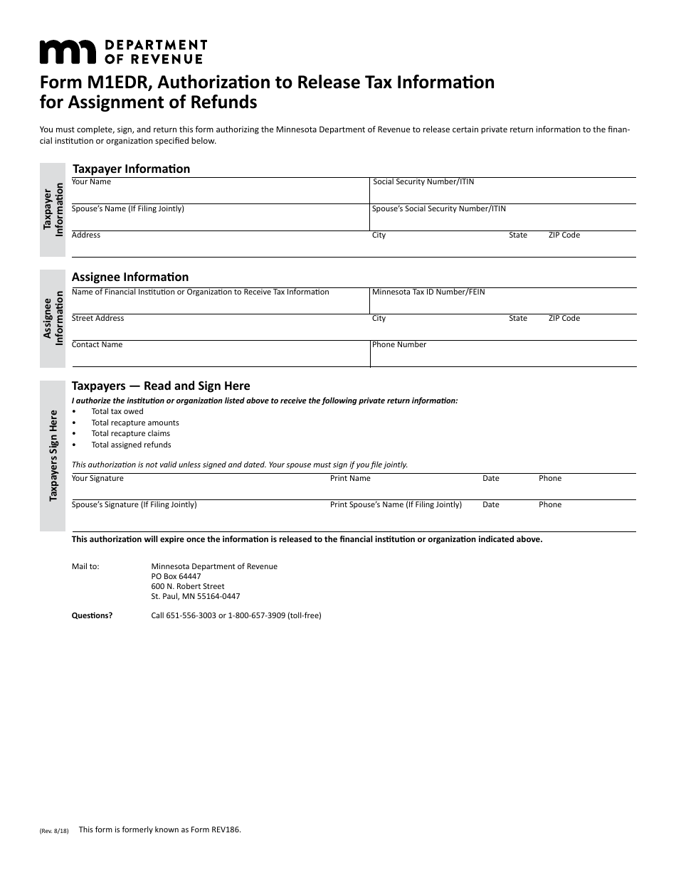 Form M1EDR - Fill Out, Sign Online and Download Fillable PDF, Minnesota | Templateroller