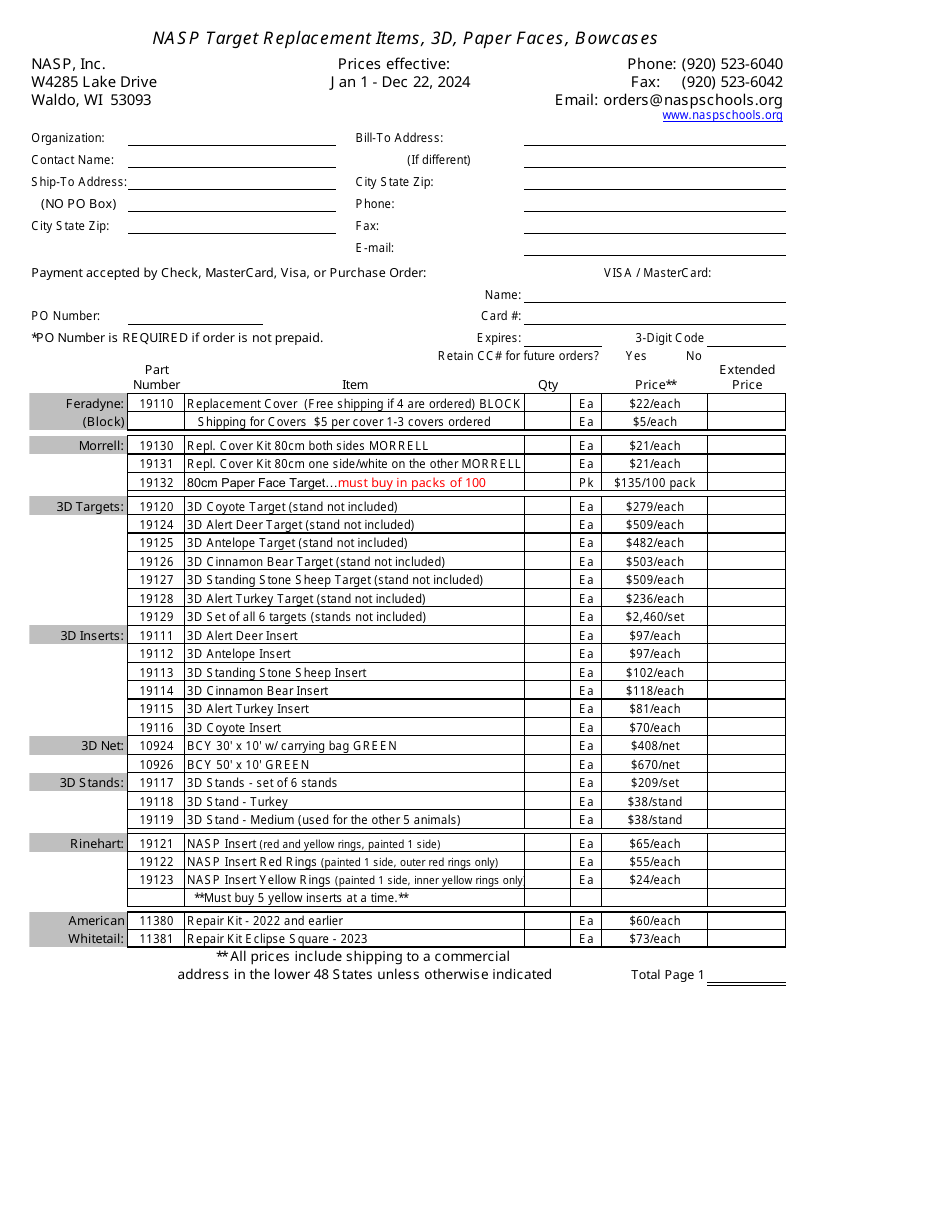 2024 Pennsylvania Nasp Target Replacement Items, 3d, Paper Faces ...
