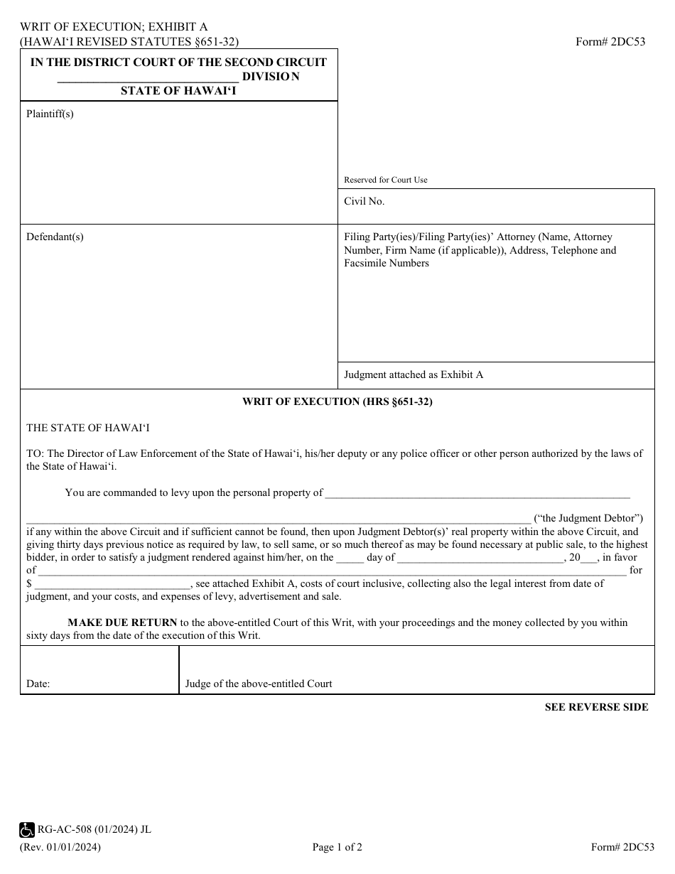 Form 2DC53 Exhibit A - Fill Out, Sign Online and Download Fillable PDF ...