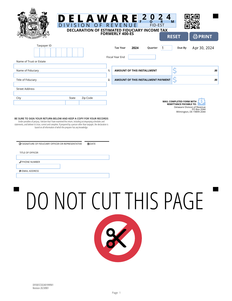 Form FID-EST - 2024 - Fill Out, Sign Online and Download Fillable PDF ...
